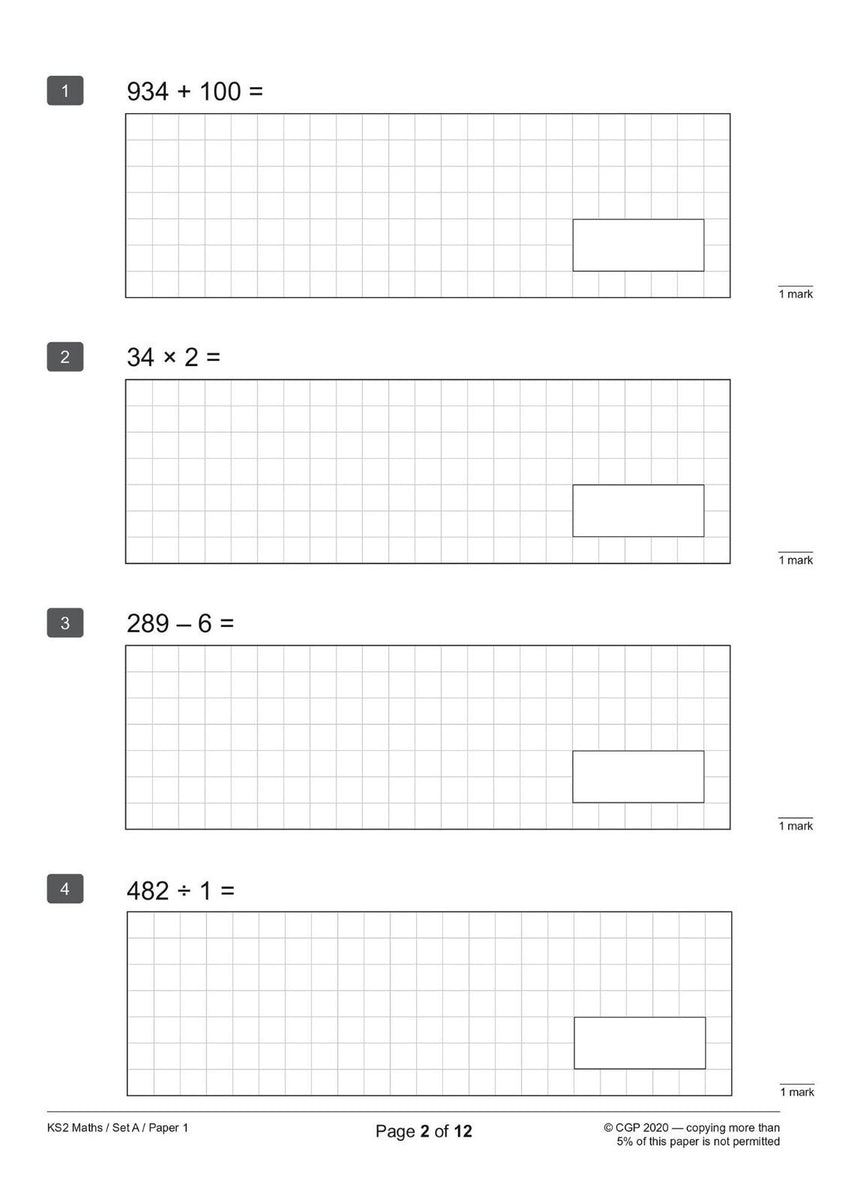 KS2 Maths SATS Practice Papers Pack 4 with Answers Ages 7-11 Key Stage ...
