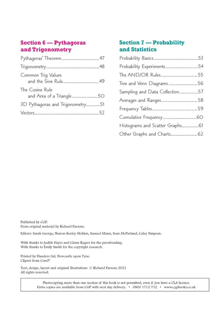 GCSE Maths Edexcel Knowledge Organiser HIGHER LEVEL CGP – Books & Goods