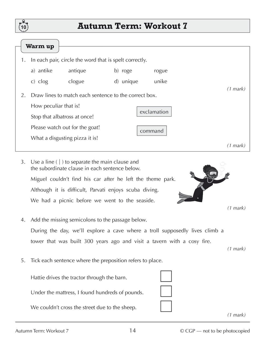 New KS3 English Year 7 Spelling Punctuation Grammar 10-Minute Workouts ...