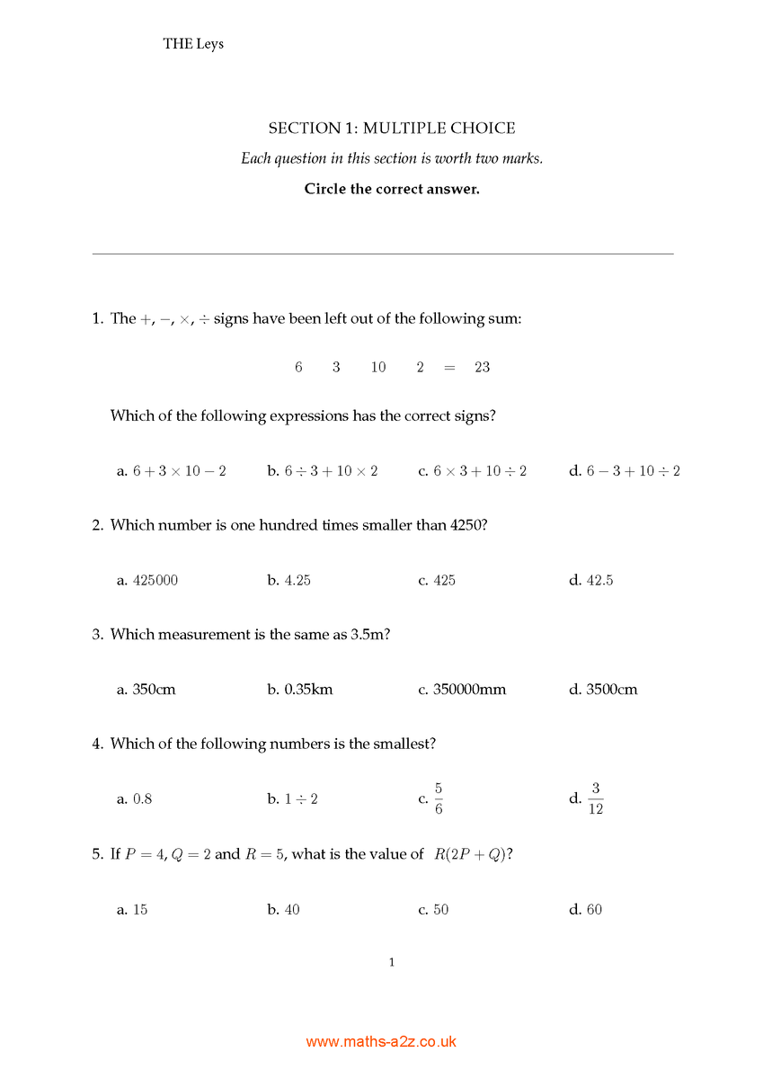 Model Answers for The Leys – Books & Goods